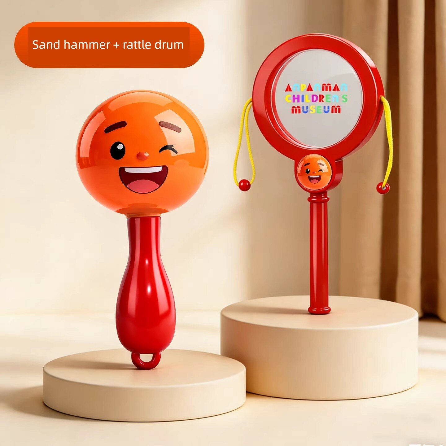 Детская погремушка-маракасы Anpanman, красная, успокаивающая игрушка для новорожденных, 0-6-12 месяцев, игрушка для