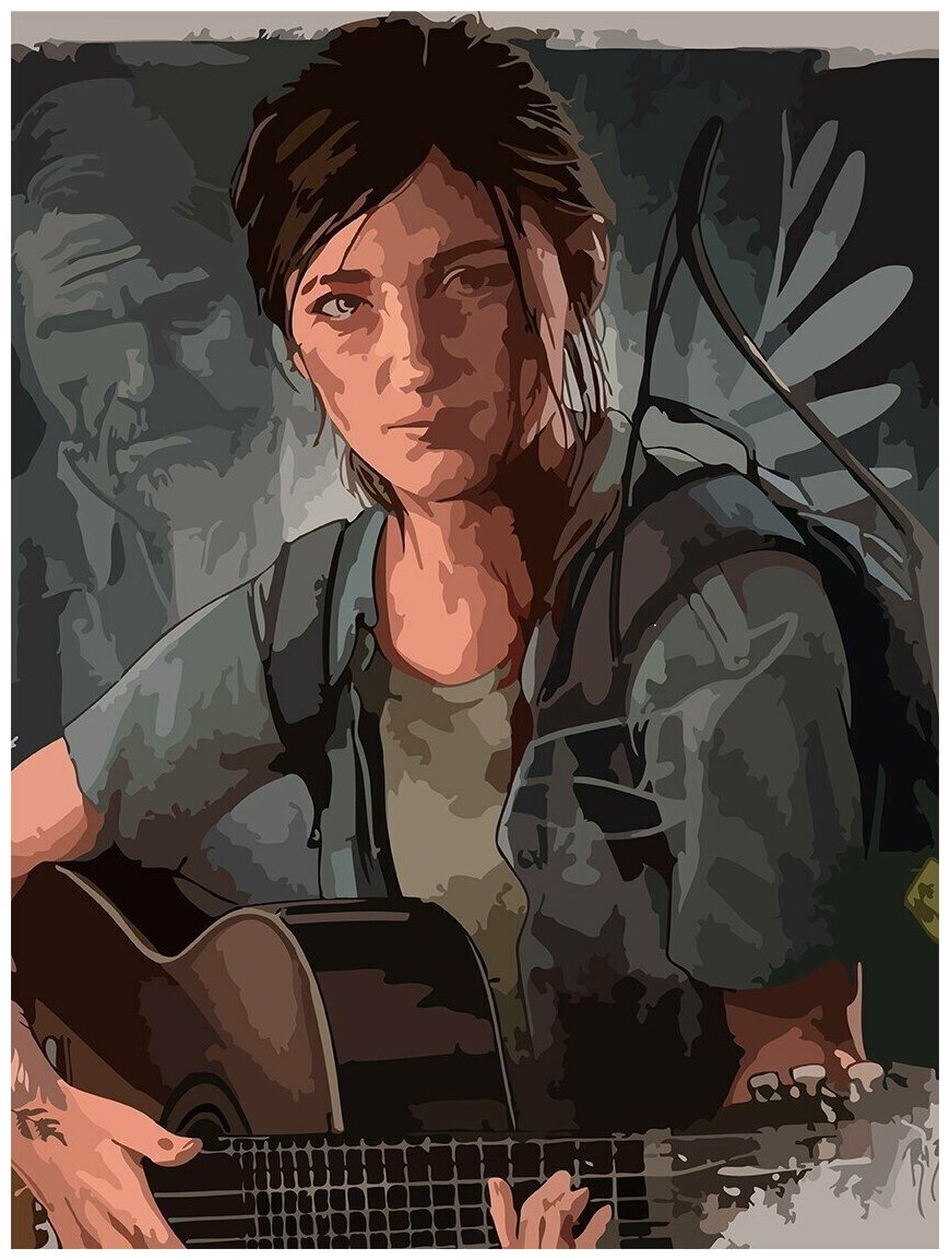 Картина по номерам на холсте игра Last of Us Элли Гитара - 6562 В 30x40
