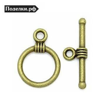Фурнитура для бижутерии Тогл Модерн мини 0002640 бронзовый цвет 17x11 мм (застежка 17x6 мм), цена за 10 шт.