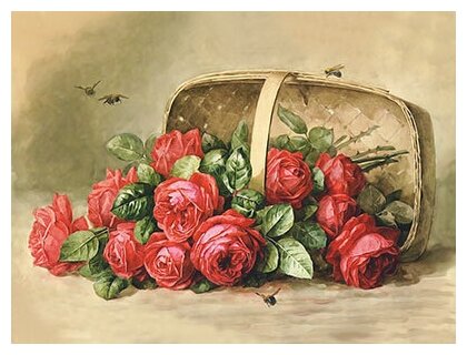 Gamma" Основа с рисунком для вышивания лентами 36 см х 30 см OVM-0111 "Розы в корзине