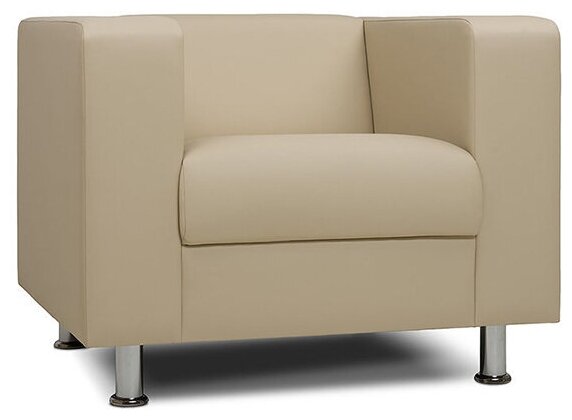 Кресло Шарм-Дизайн БИТ офисный, экокожа бежевый, для дома, зоны ожидания, нераскладной, с подлокотниками