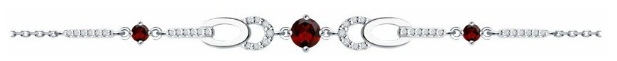 Браслет, серебро, 925 проба, гранат