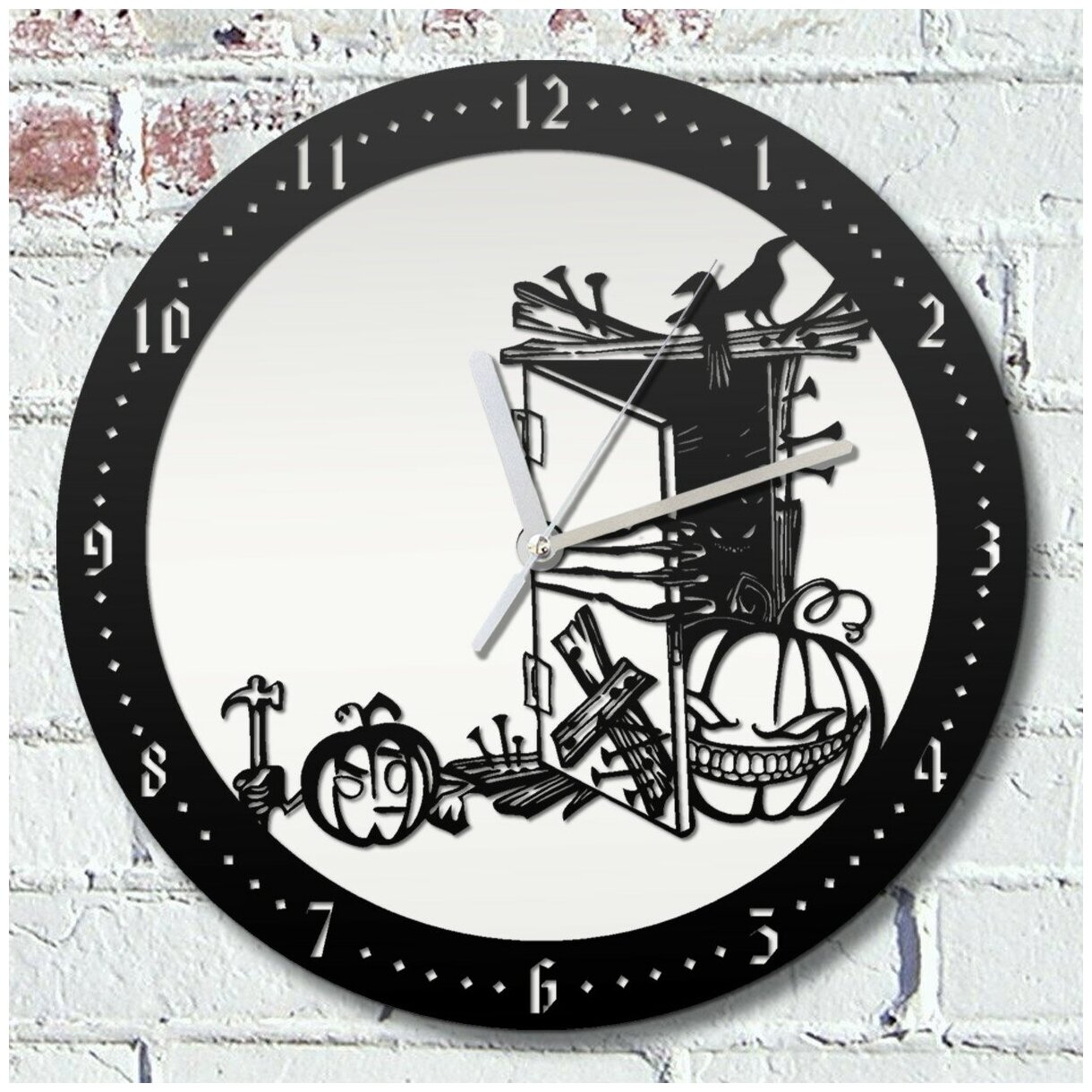 Настенные часы хэллоуин (Джек, ворон, молоток, Halloween, тыква) - 659