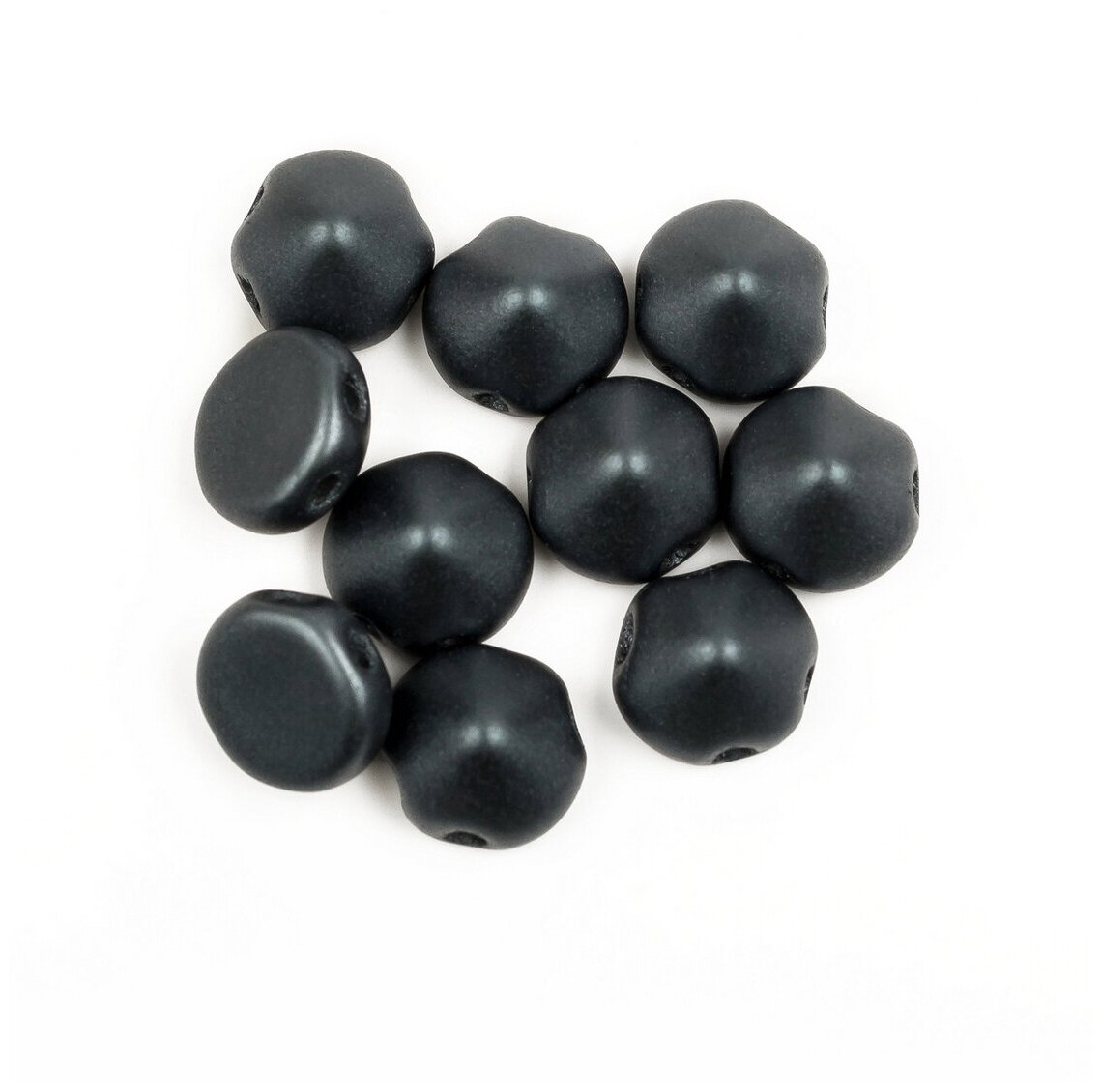 Стеклянные чешские бусины с двумя отверстиями, Tipp Beads, 8 мм, цвет Alabaster Pastel Dark Grey, 10 шт.