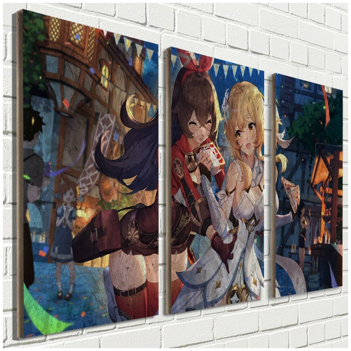 Модульная картина игры genshin impact геншин импакт (эмбер, путешественник) - 2037