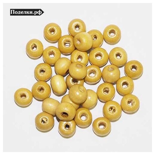 Деревянная бусина натуральная 0001051 шарик 6 мм, цена за 100 шт.