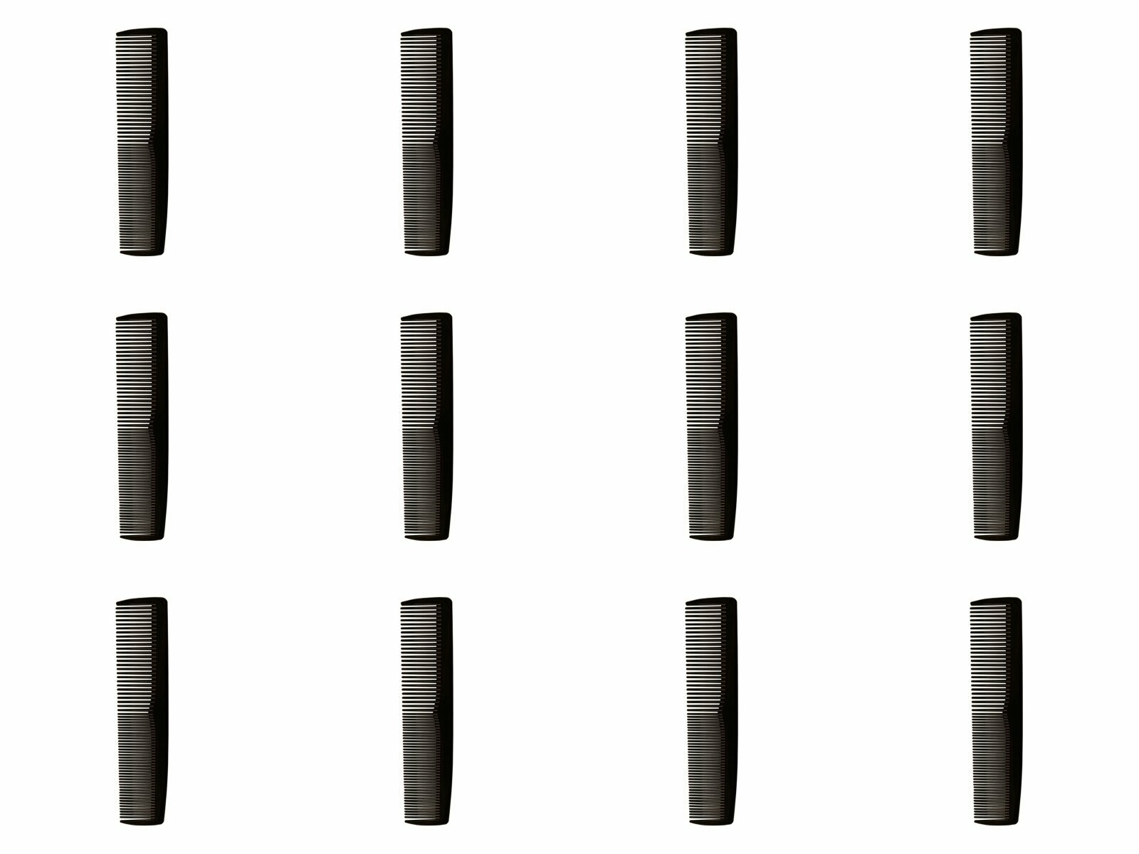 LEI гребень пластиковый 017, без ручки, черный, 12 шт.