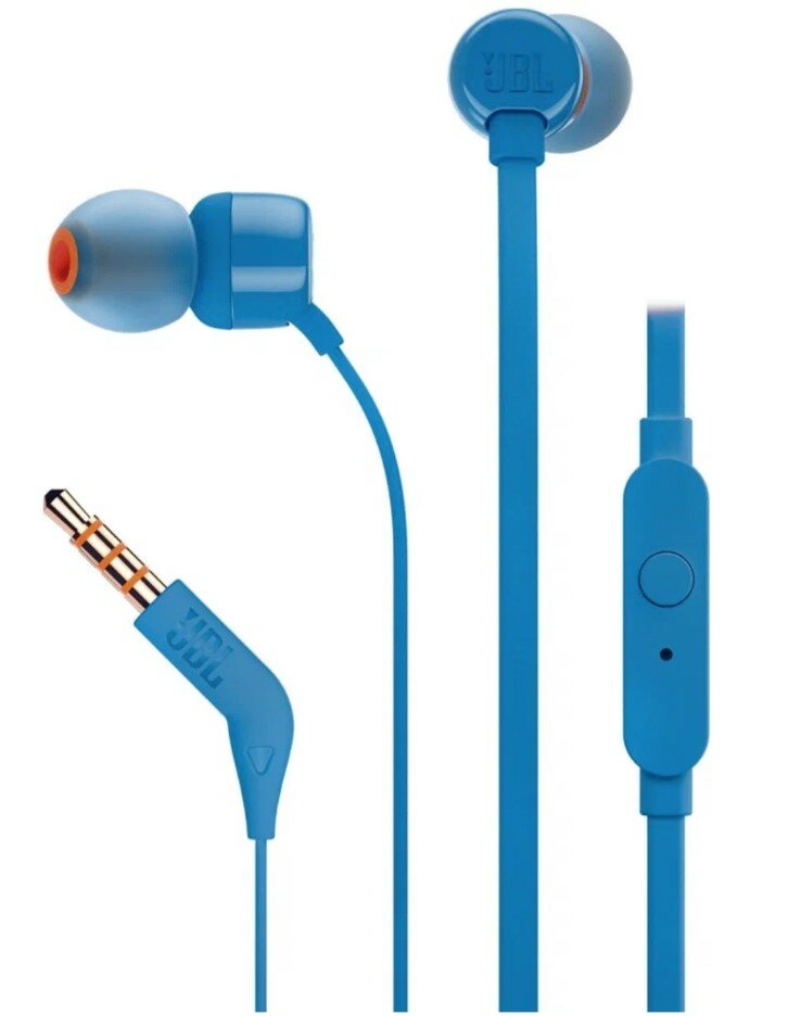 Наушники JBL Tune 110, mini jack 3.5 mm, синий
