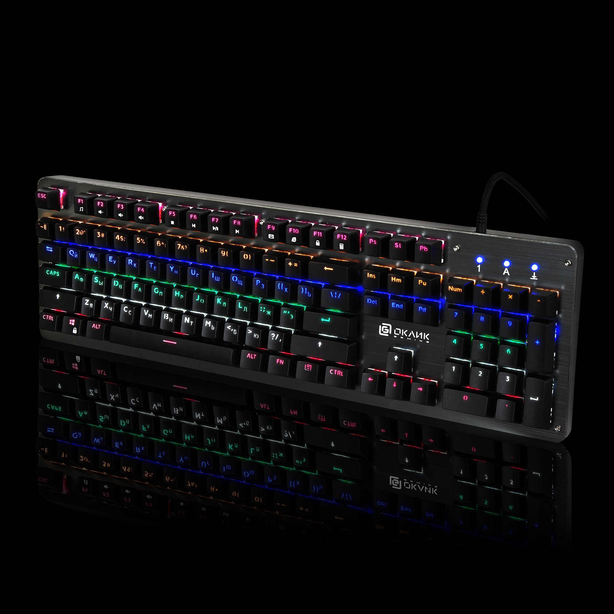 Клавиатура Оклик 970G Dark Knight механическая черный/серебристый USB for gamer LED