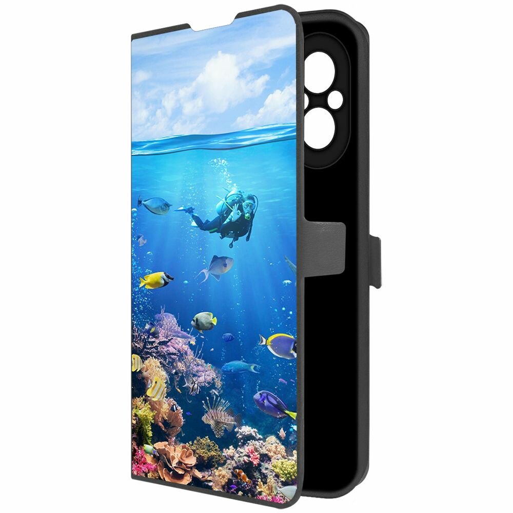 Чехол-книжка Krutoff Eco Book для Realme C67 Австралия, Большой Барьерный Риф (черный)
