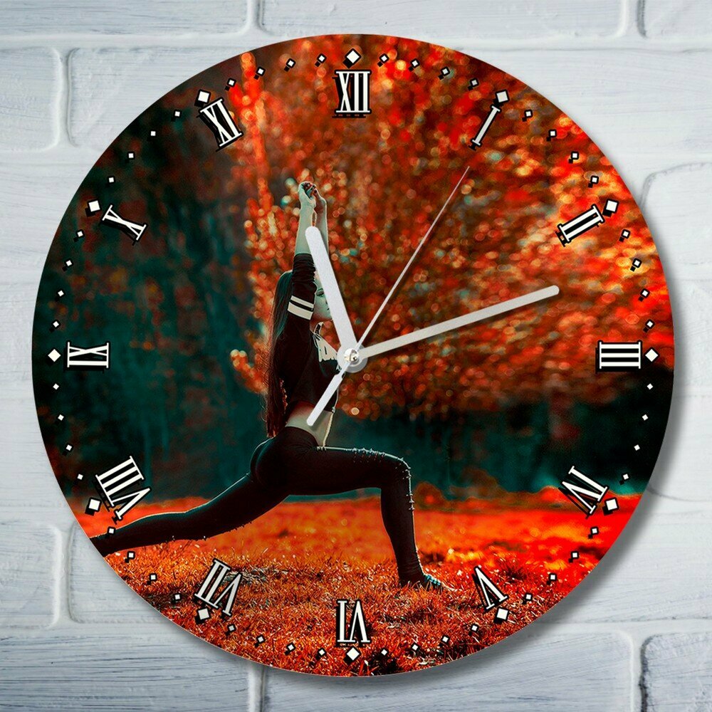 Настенные часы УФ "Спорт Йога ( Медитация, лотос, фитнесс милота, Подарок для мамы, бабушки сестры, подруге) - 9148"