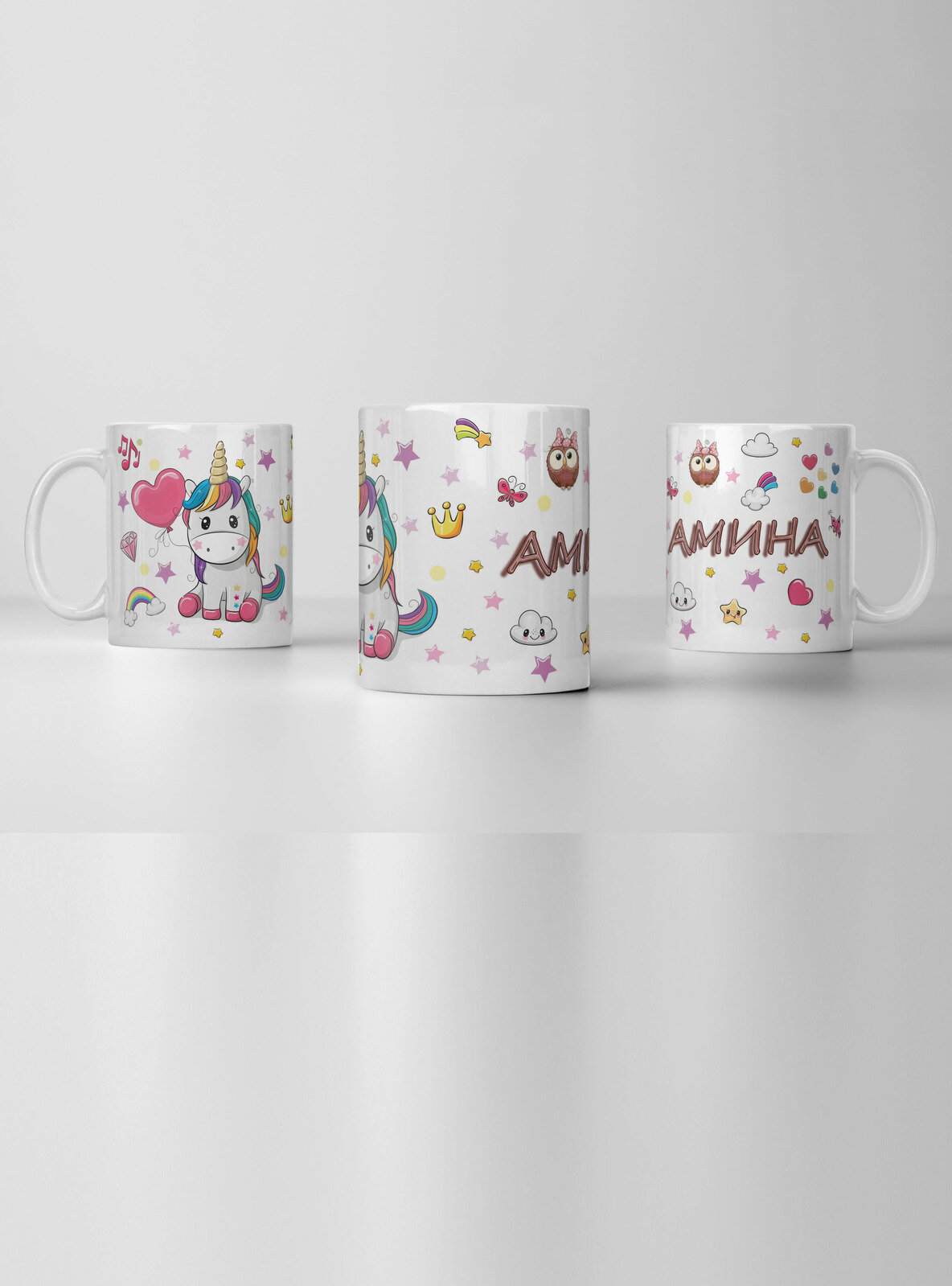 Кружка cooperative.moscow " Амина, Единорог" (Амина, кружка Амине, кружка дочке, кружка сестре, кружка подруге, подарок дочке) , 330 мл, 1 шт