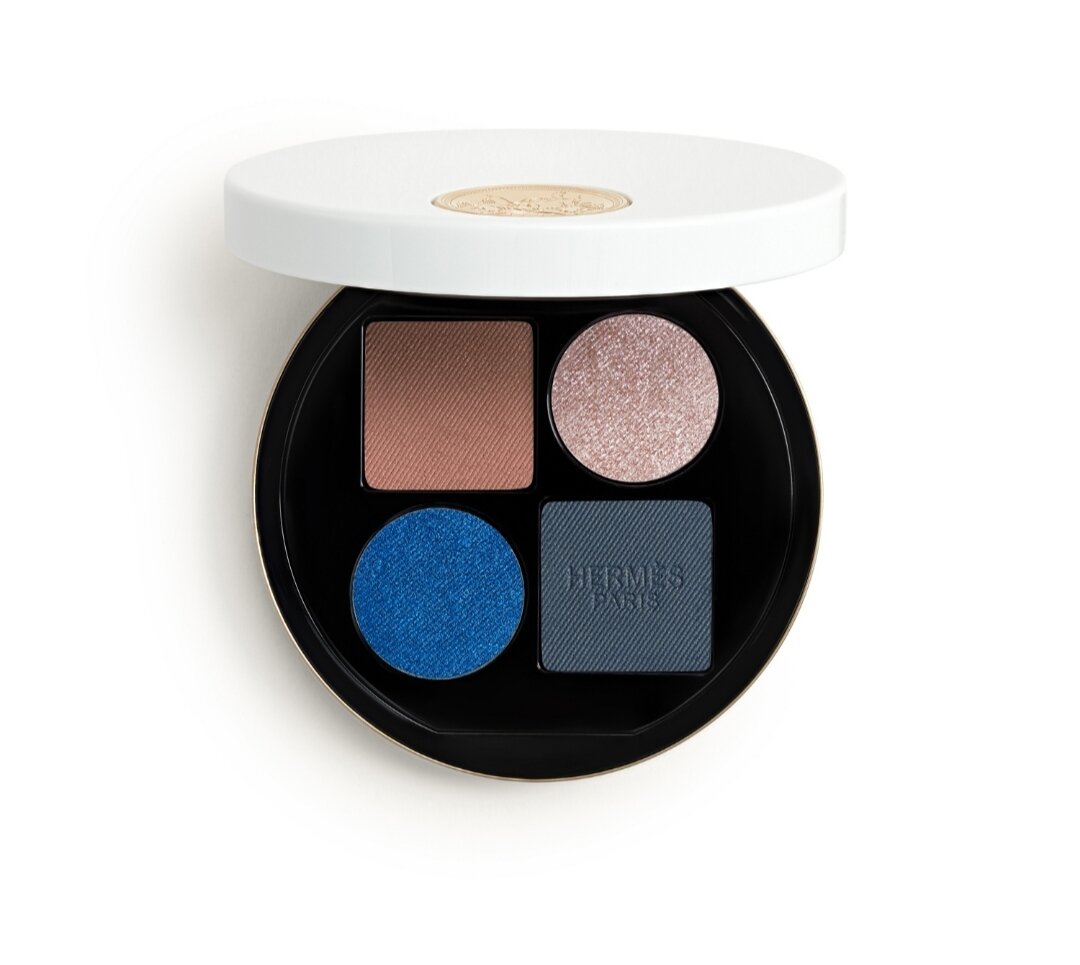 Палетка теней для век HERMÈS Ombres d’Hermès 3 г | 4 оттенка в футляре с рефилом | Тон 04 Ombres Marines