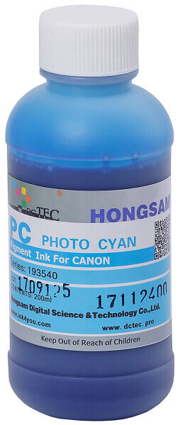 Чернила DCTec пигментные Canon Pro1000 Photo Cyan (фото синий) 200 мл