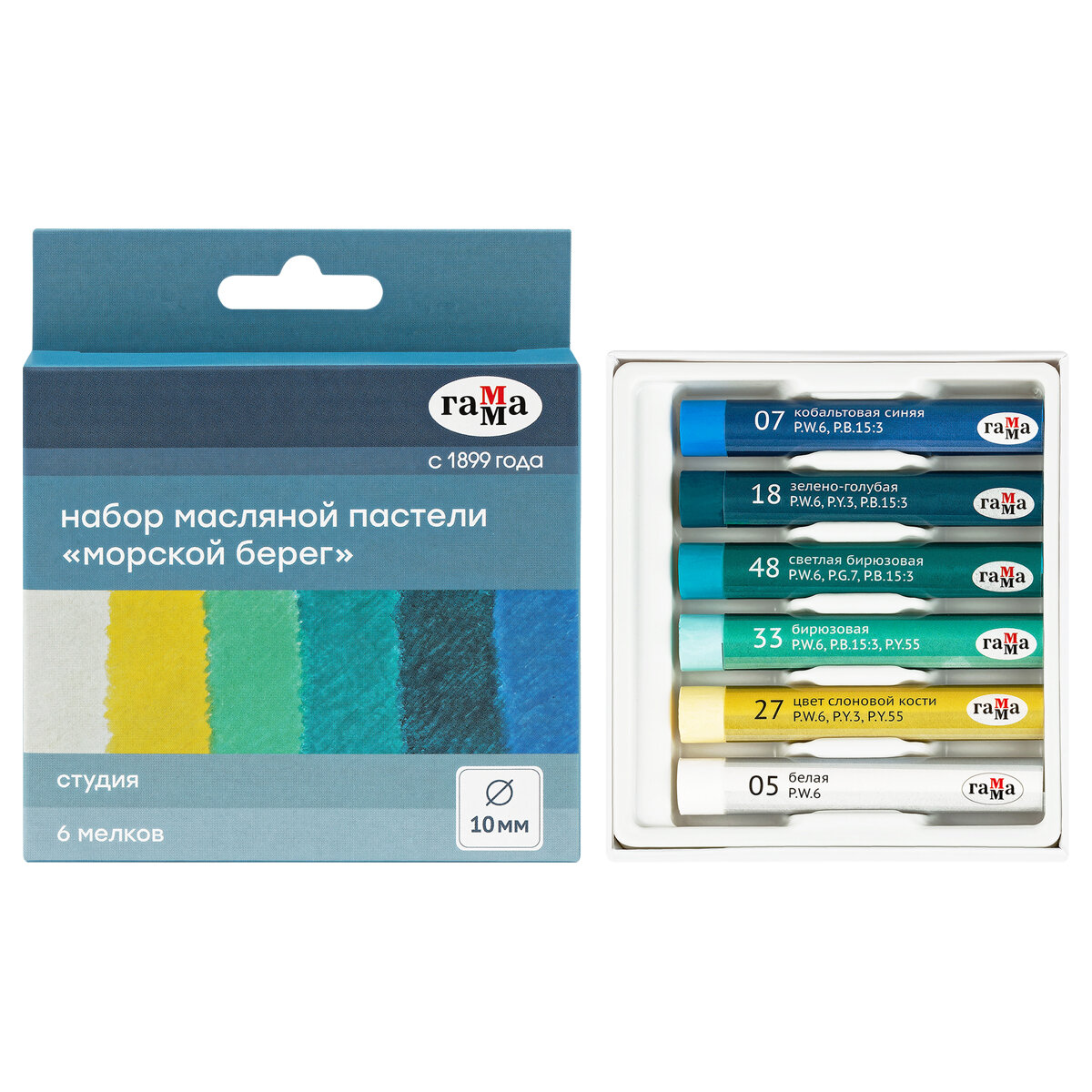 Набор пастели масляной студия 6цв. Морской берег картонная уп-ка