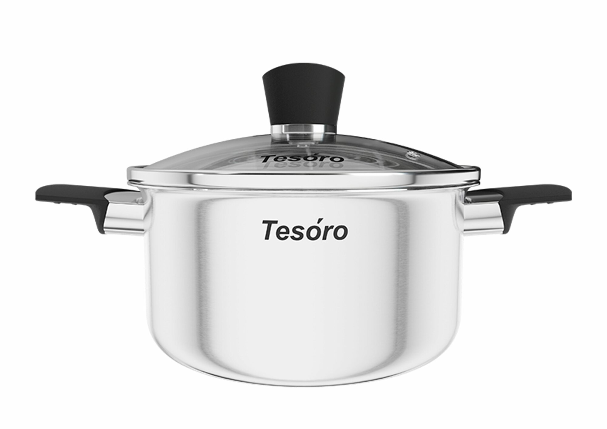 Кастрюля Tesoro "Siena", алюминий, для индукции, серебристая, 2,1л