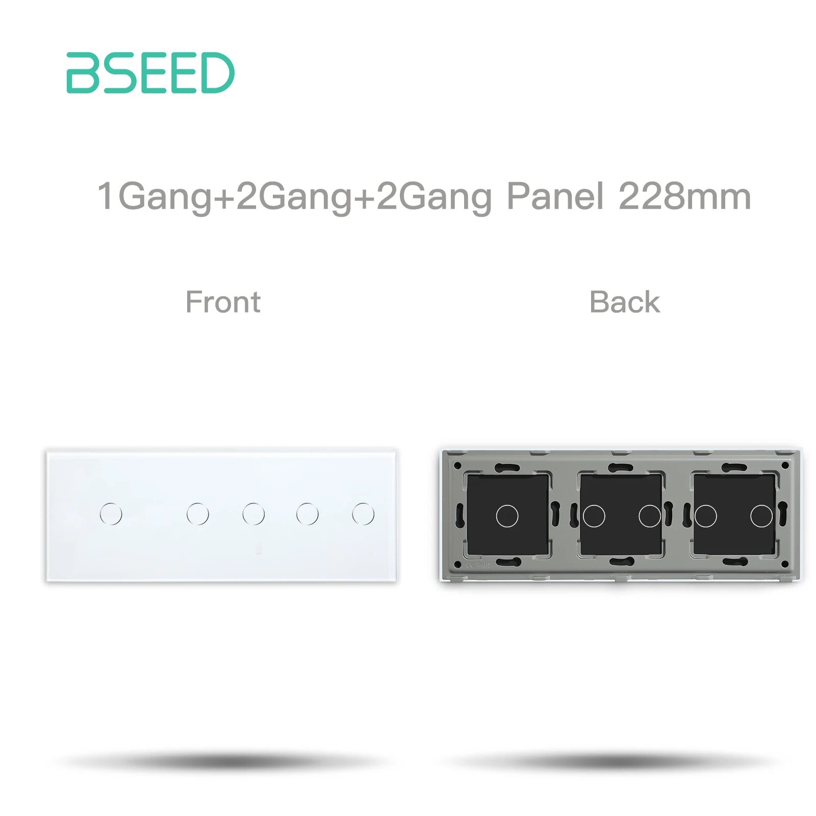 BSEED Панель для выключателя 1+2+2 Gang, 228 мм, Белая
