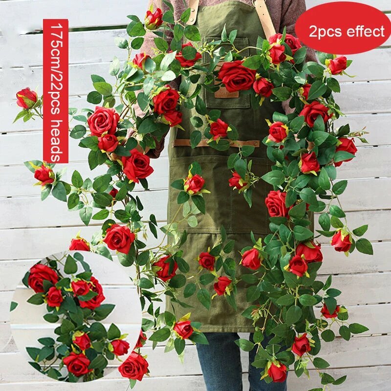 Искусственные розы, 175см, 22 головки, Red-1.75m