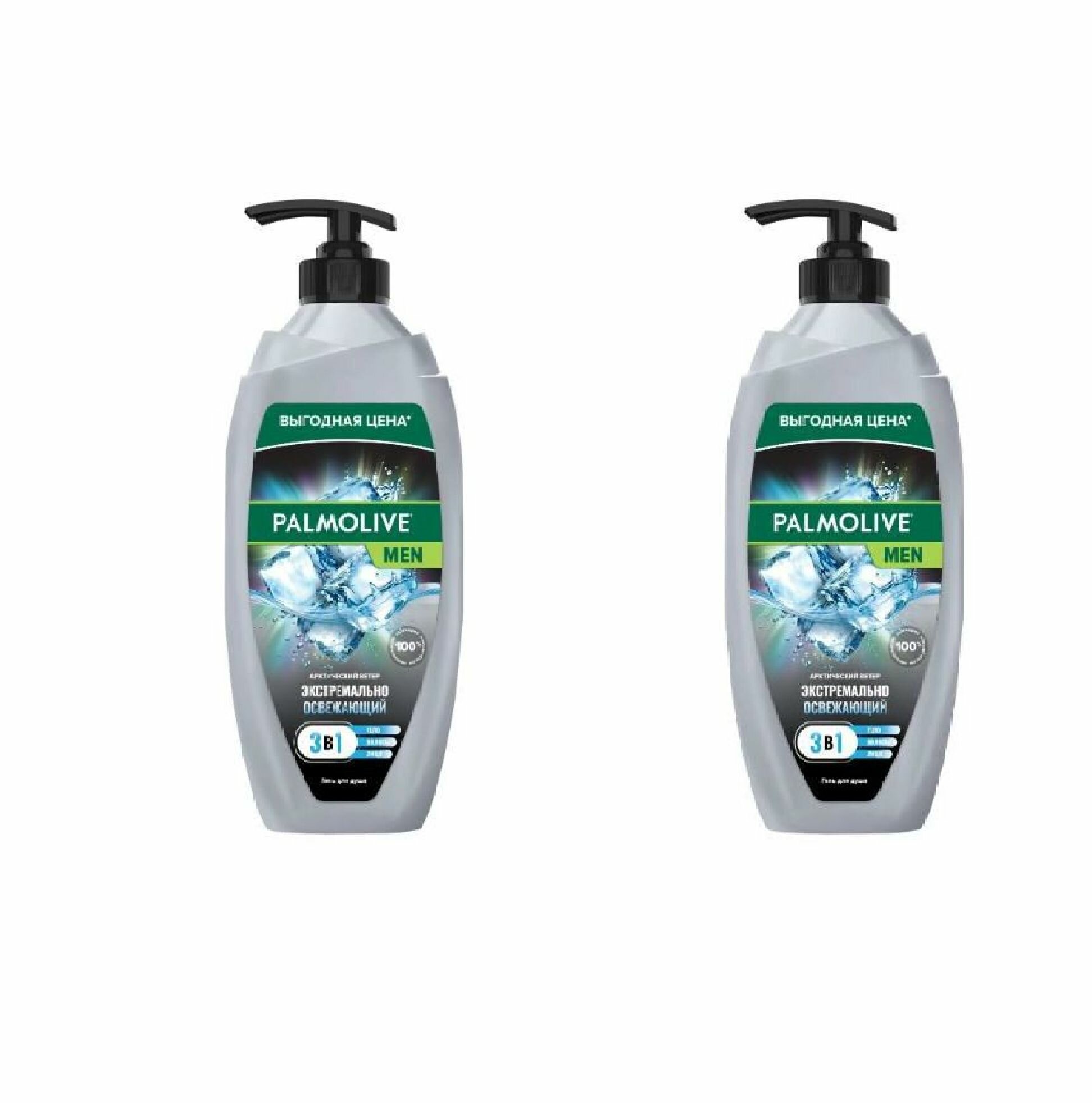 Palmolive Гель для душа 3 в 1 для тела, волос, лица, Men, Арктический ветер мужской, 750 мл - 2 шт