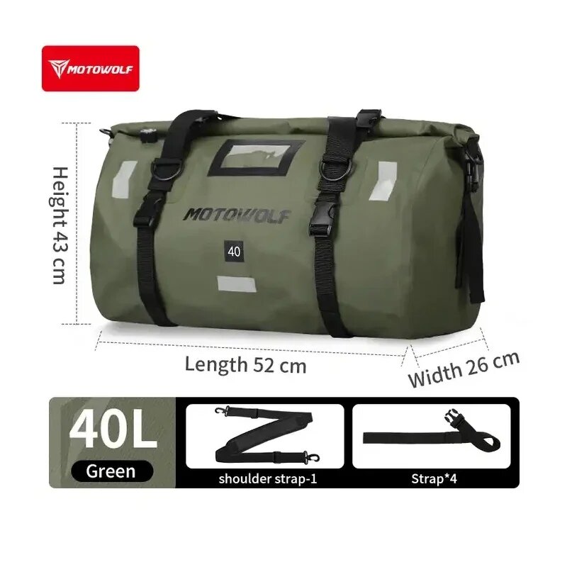 Водонепроницаемая мотосумка Motowolf 40L Green