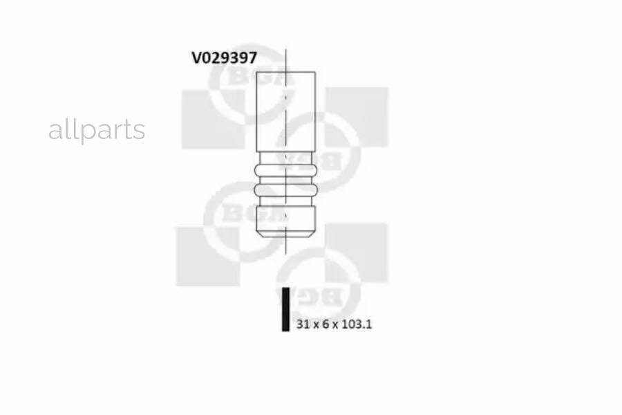 BGA V029397 Клапан впускной OPEL [Z16XE, Z16XEP, Z16SE]