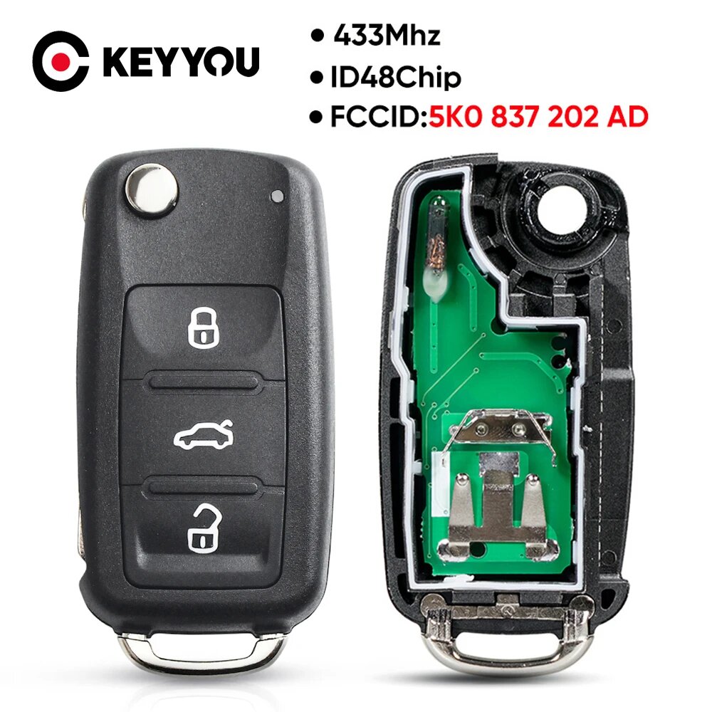 3 кнопки 5K0837202AD откидной дистанционный ключ 434 МГц ID48 чип для VW для Volkswagen Golf PASSAT Tiguan Polo Jetta Beetle автомобильный ключ без ключа 3 buttons
