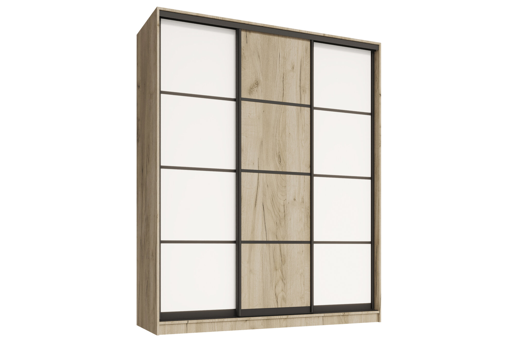 Шкаф купе, для одежды Айсберг 3, МФ-Купе, 200х60х240, белье/платье, цвет дуб крафт серый и белый, профиль коньяк