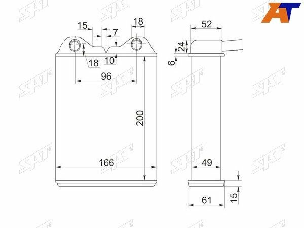 . SAT Радиатор отопителя салона (печки) для TOYOTA LAND CRUISER 80 90-98/HONDA ODISSEY RA1 95-99