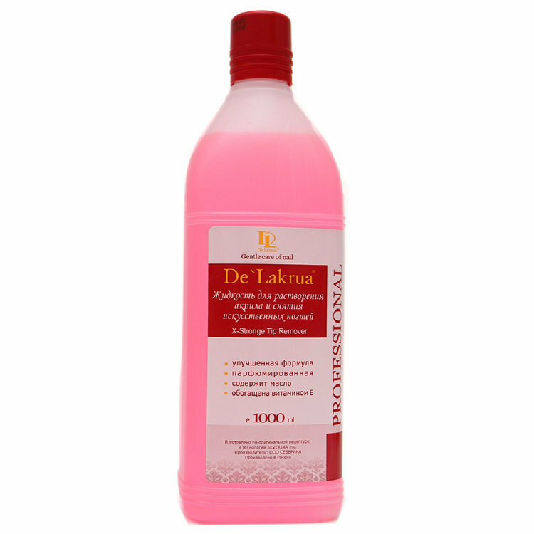 Severina Жидкость для растворения акрила и снятия искусственных ногтей De Lakrua X-Stronge Tip Remover, 1000 мл