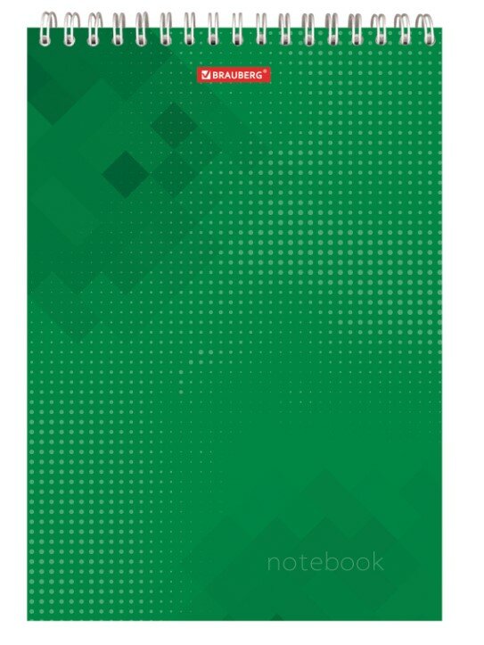 Блокнот большой формат (200×290 мм) А4, 80 л, гребень, картон, жесткая подложка, BRAUBERG, 129804