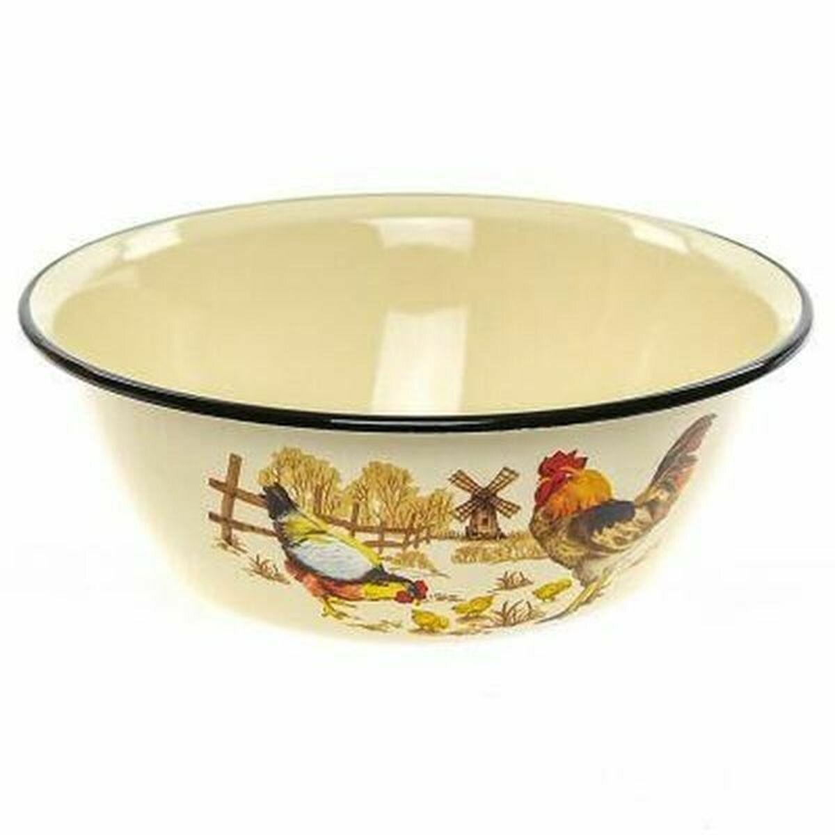Миска эмалированная 2,0л с декором (слоновая) (дизайн в ассортименте)