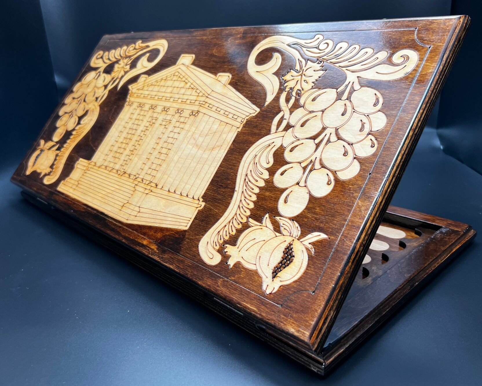 Нарды Деревянные Лакированные "Храм Гарни" большие 60см