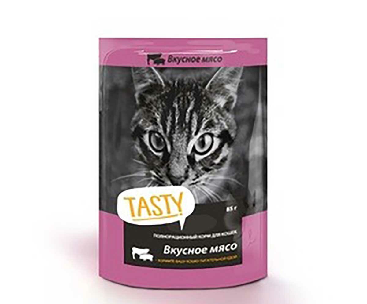 Влажный корм Tasty для кошек мясное ассорти в желе 85г