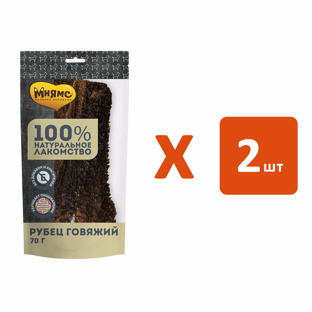 Лакомство мнямс для собак рубец говяжий сушеный 70 гр (1 шт х 2)