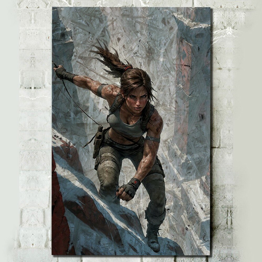 Картина интерьерная на рельефной доске игра Tomb raider Lara Croft (Лара Крофт, PS, XBOX, switch, PC) - 15761 В