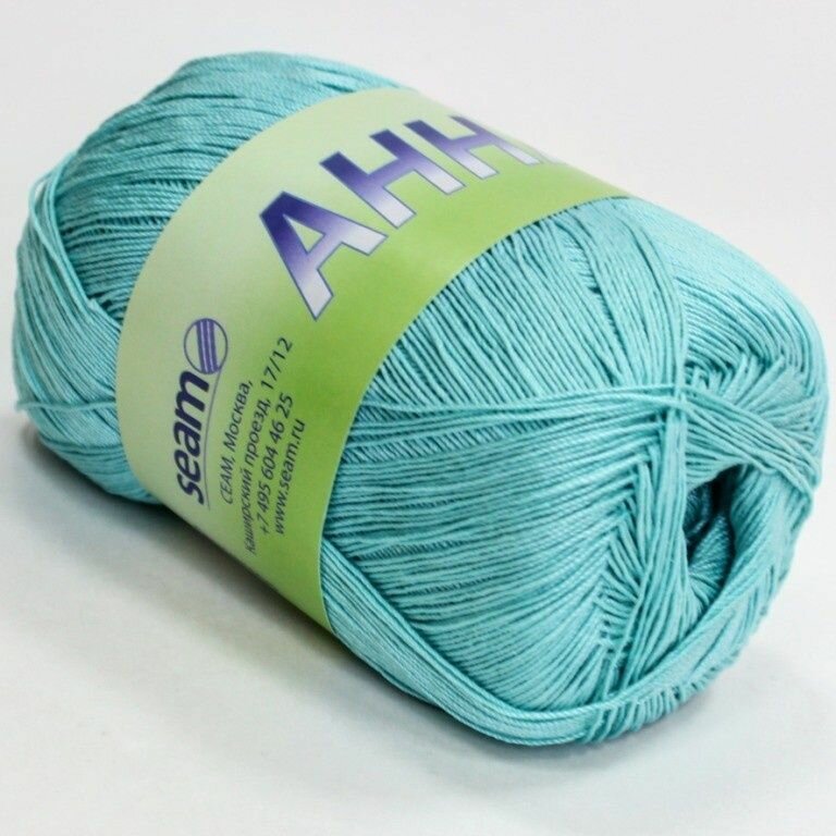 Хлопок для вязания крючком Seam Анна 16 - 357 зеленая бирюза (100г)