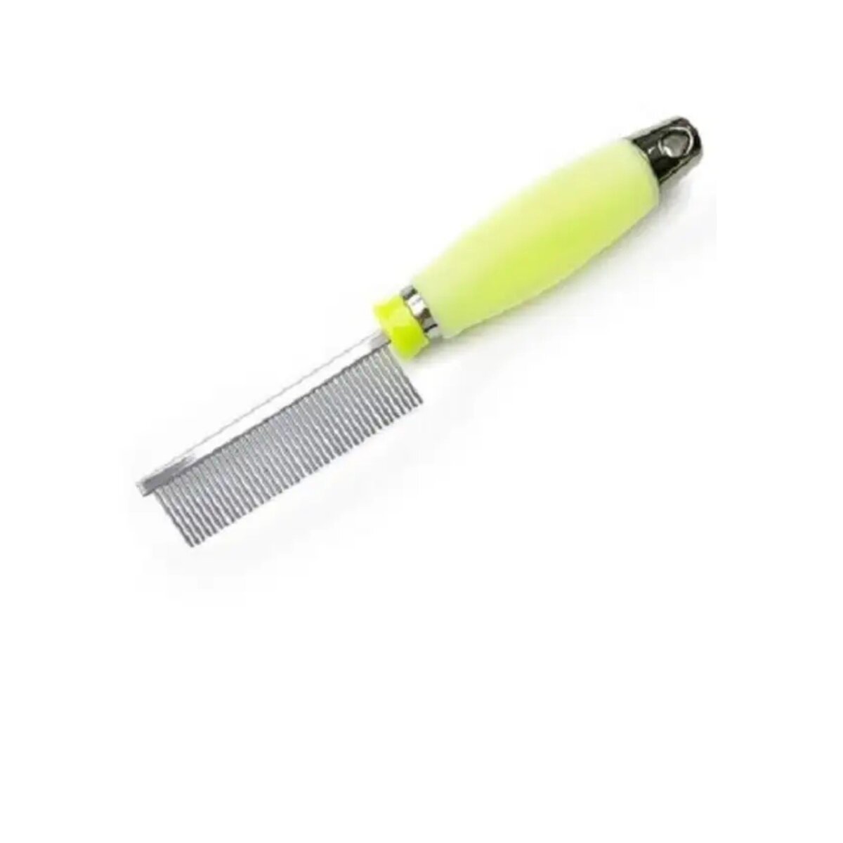 PET STAR расческа с частыми зубцами 40 зубцов 3х22см с силиконовой ручкой цвет зеленый