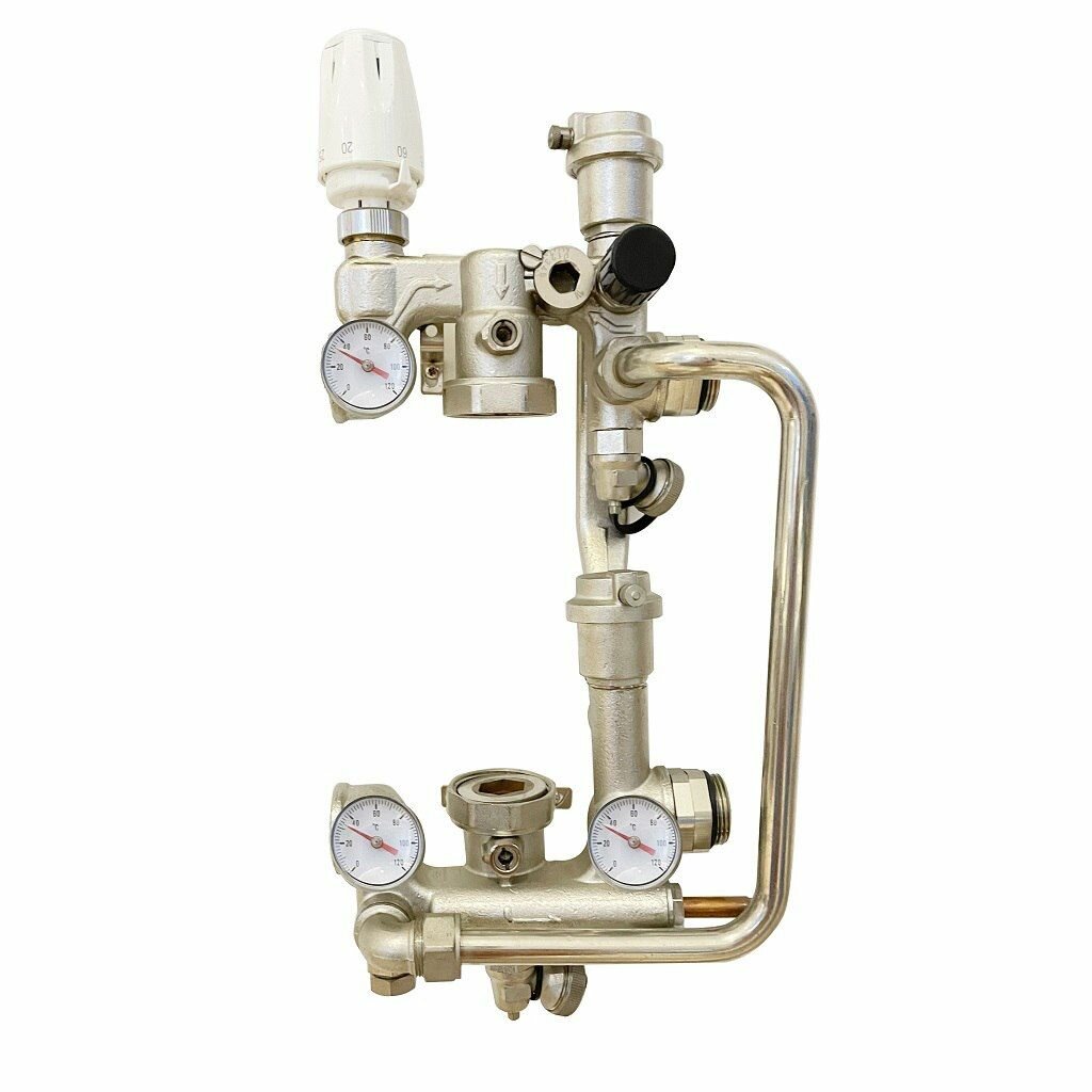 Насосно-смесительный узел ROMMER с термоголовкой, перепускным клапаном и байпасом, без насоса RDG-0120-008000