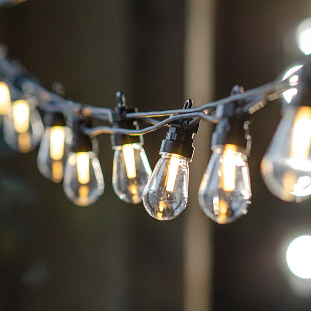 Гирлянда из лампочек Edison Party Lights 10 м, 20 ламп, теплые белые LED, черный ПВХ, соединяемая, IP44, Winter Deco, ECO-020-E-BCWW-A