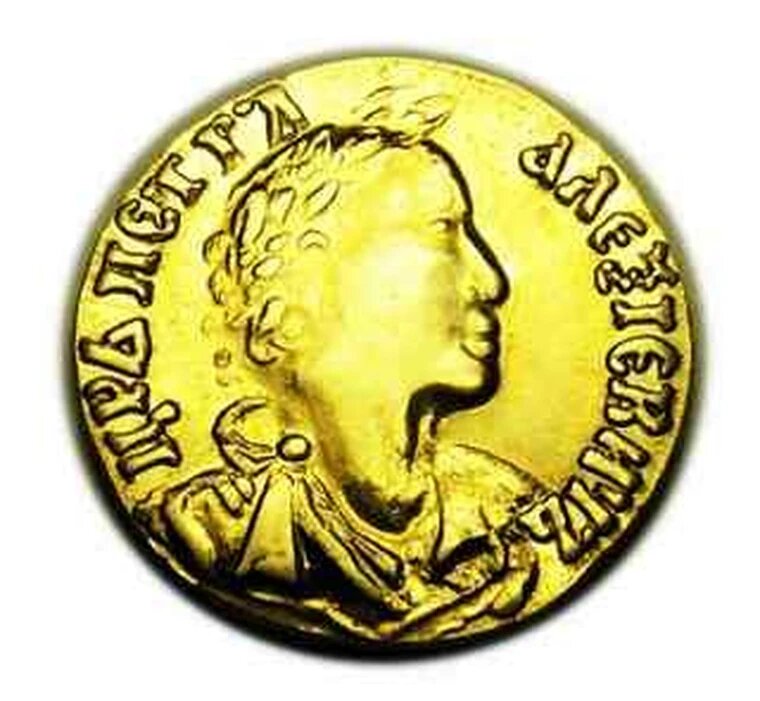 Червонец золотой 1701 год буквами в бронзе сувенирная копия монеты, нумизматика, деньги для коллекции