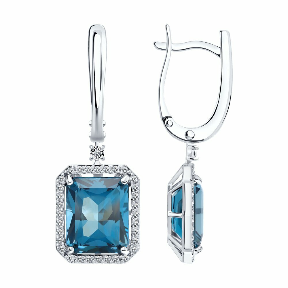 Серьги, белое золото, 585 проба