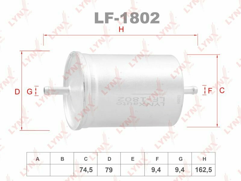 Фильтр топливный GAZ Sobol 2.3-2.5 03-10 Sobol 2.3-2.5 01-13, BMW LYNXauto LF-1802