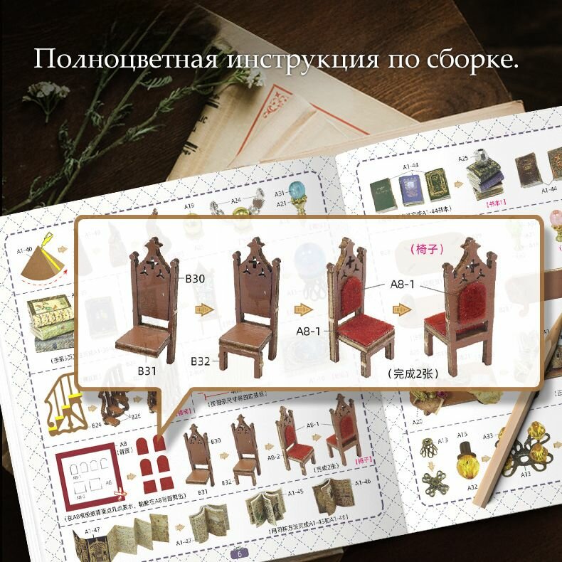 Подарочный Интерьерный конструктор (Румбокс) JYCMGZS миниатюра "Серия фэнтезийных кубиков Рубика" миниатюра DIY House 4 шт.