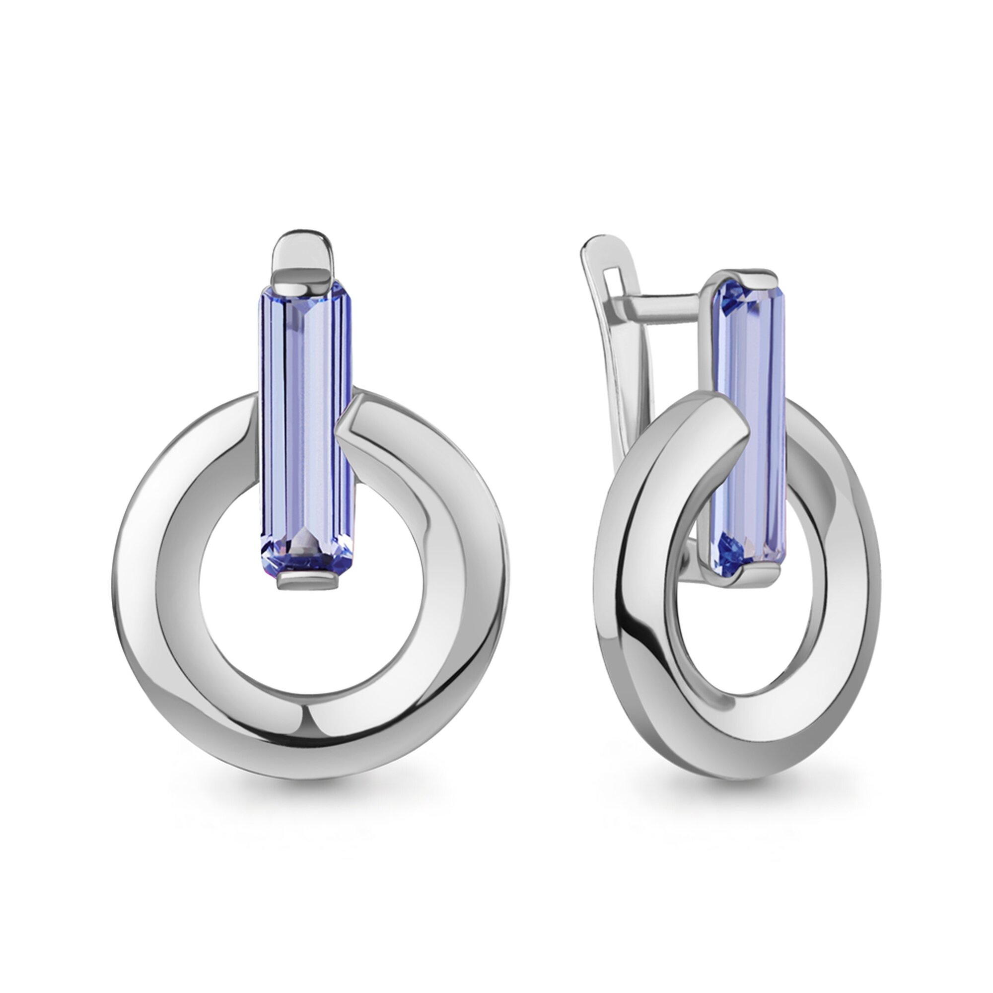 Серьги, серебро, 925 проба, родирование, танзанит