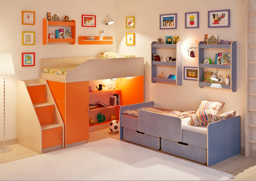 Детская стенка легенда 13 Дуб Молочный Оранжевый