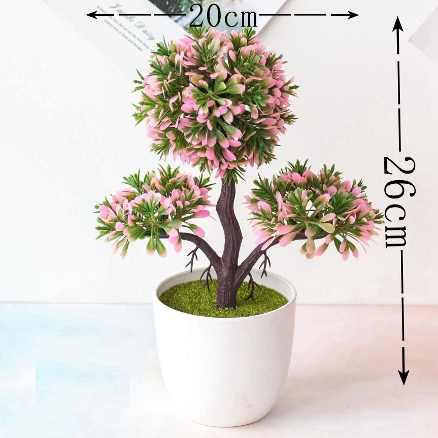 Бонсай искусственное дерево, искусственные цветы, розовый