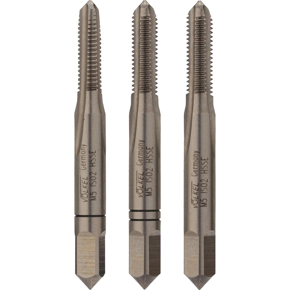 Ручные метчики VOLKEL M5 шаг 0.8мм DIN 352 HSSE комплект из 3 штук V57334