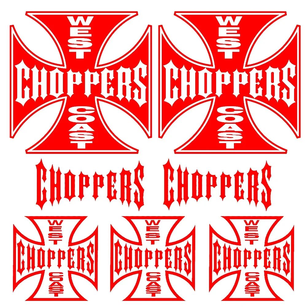 Наклейки West Coast Choppers, красные, 25см