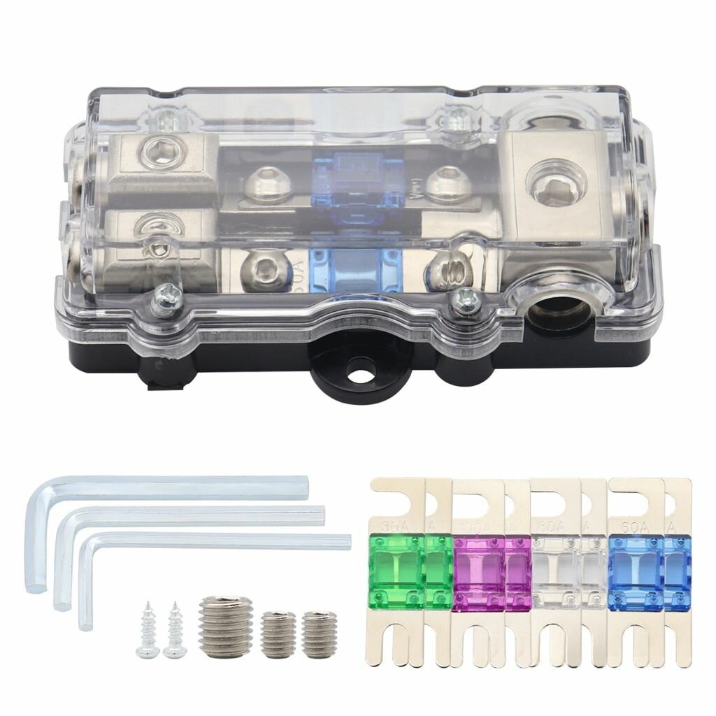 Улучшенный блок на 2 предохранителя с винтами и LED индикатором для автомобилей 12V/24V