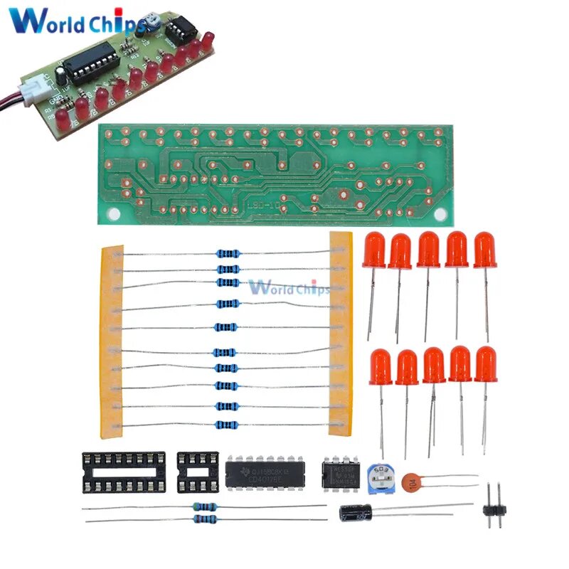 NE555 + CD4017 Обучающие наборы LED мигающие огни модуль электронный набор LSD-10 3-4,5 В DIY для Arduino
